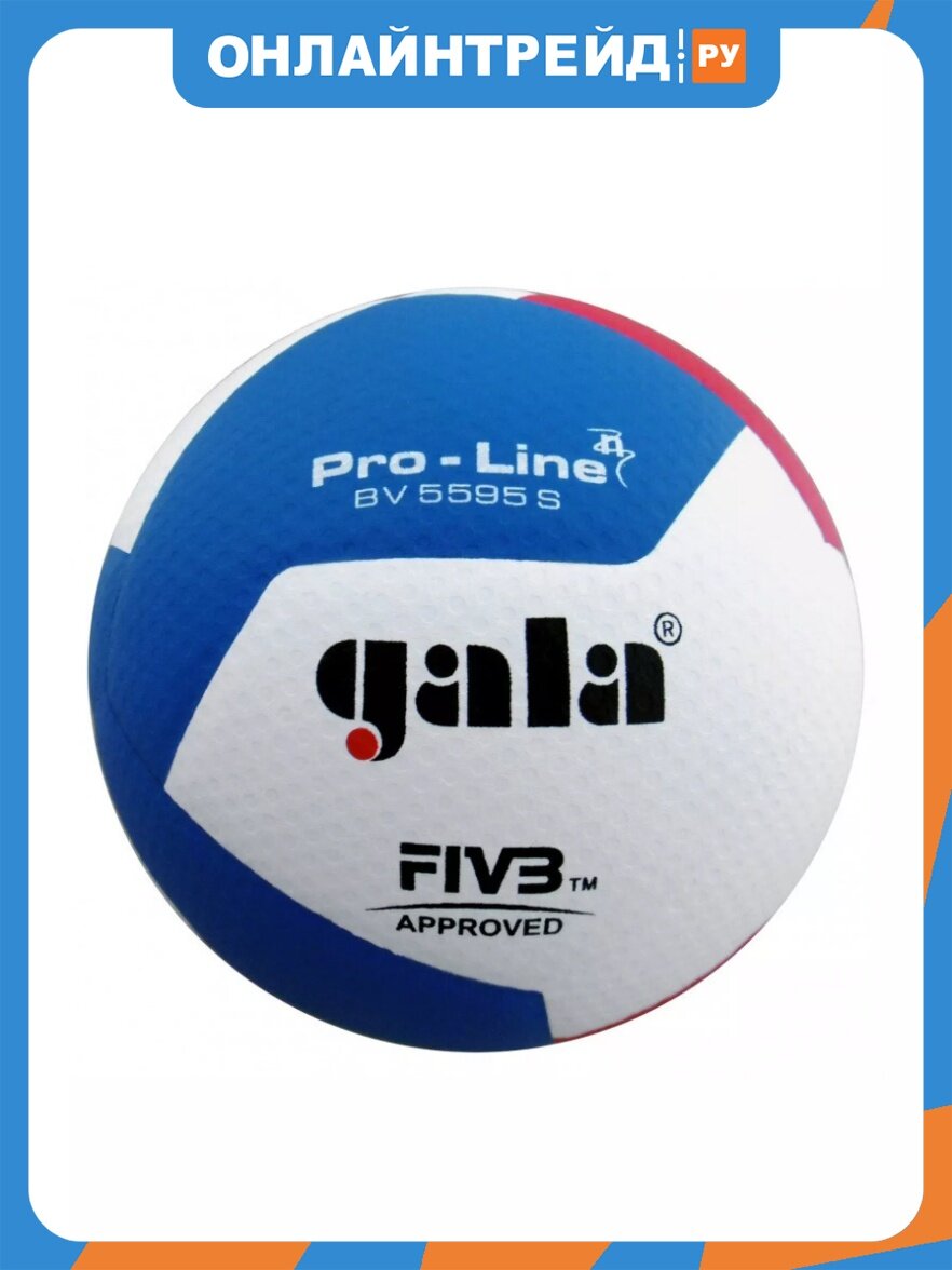 Мяч волейбольный Gala Pro-Line 12 FIVB, BV5595S, р. 5, синт. кожа ПУ Micro, клееный, бутил камера, бело-голубо-красный