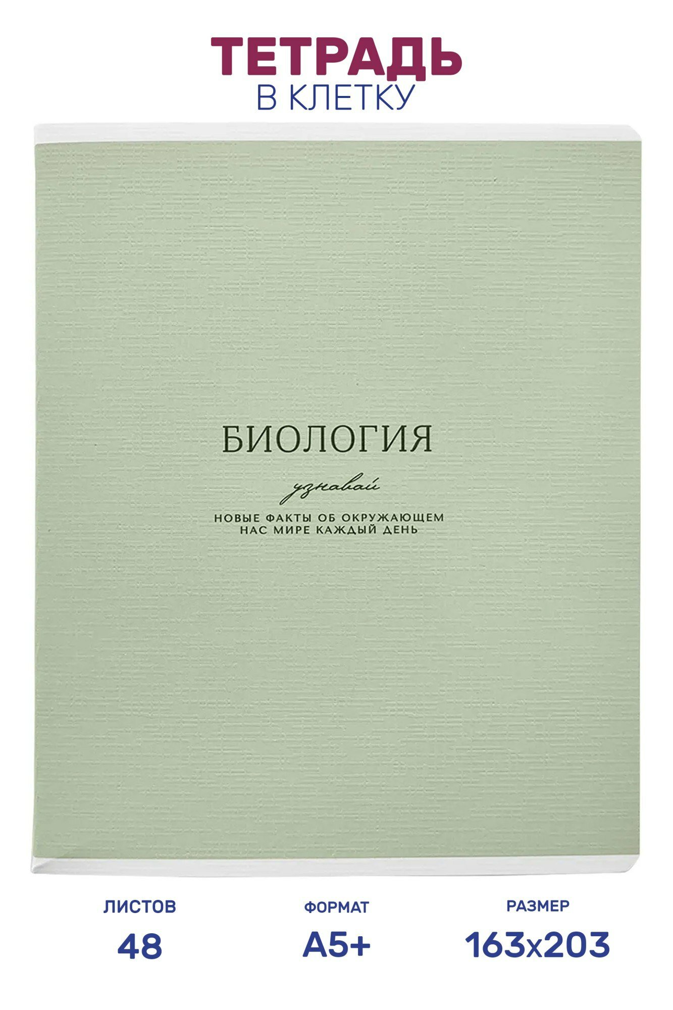 Тетрадь предметная "Биология", 48 листов в клетку серии "Dreamy", со справочным материалом, на скрепке, Be Smart