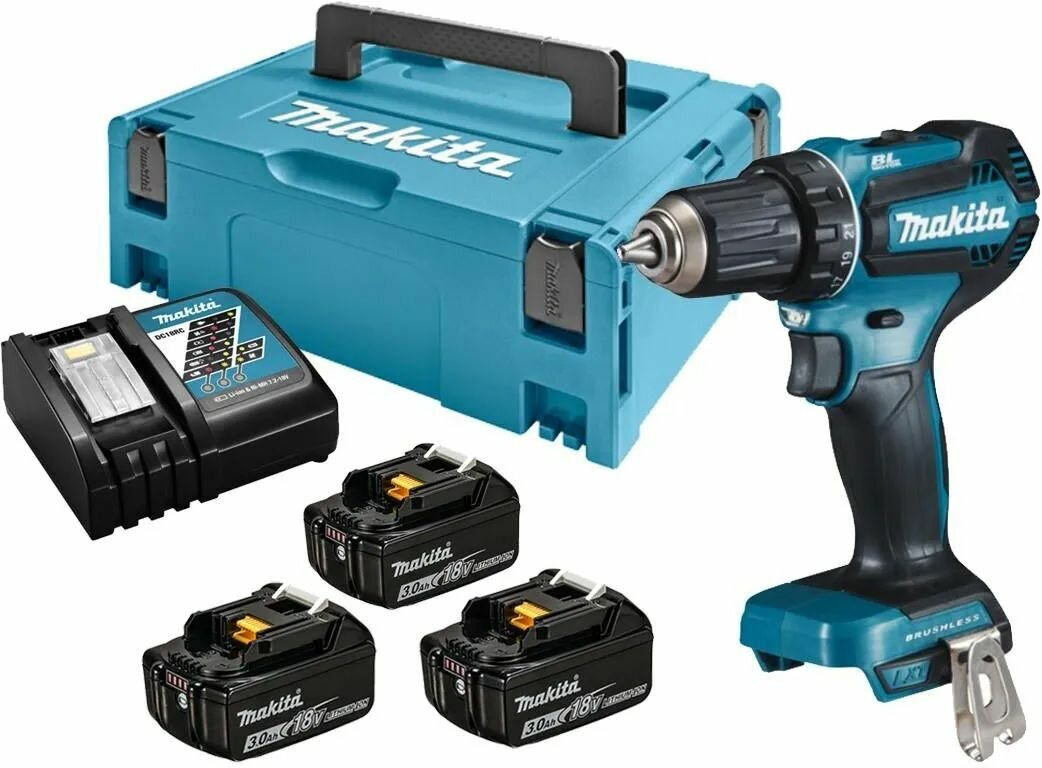 Ударная дрель Makita DDF485RF3J 18V LXT с АКБ 3x3,0 Ah и ЗУ