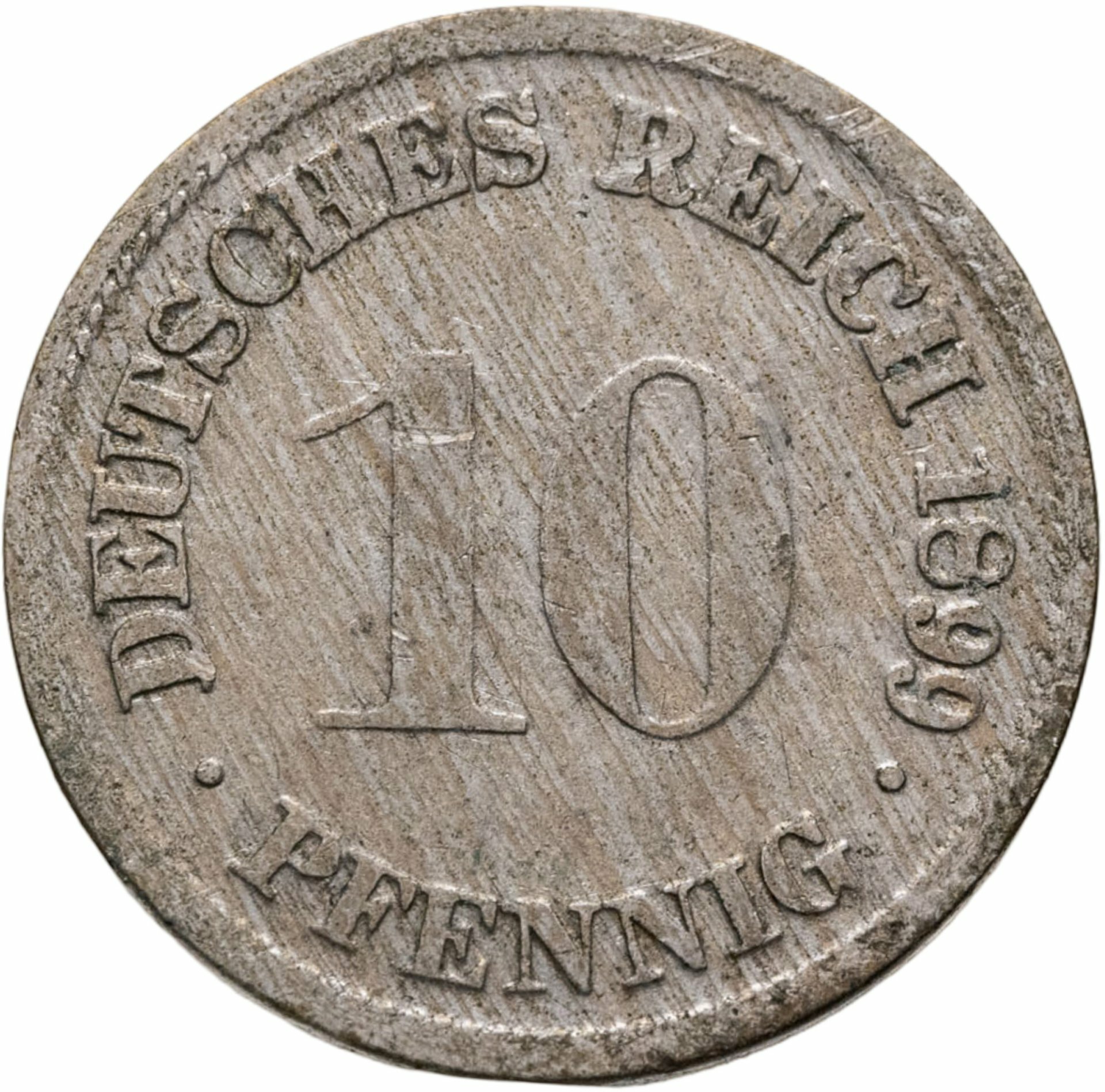 Германия 10 пфеннигов 1899 "D" - Мюнхен, Никель, в сохранности VF