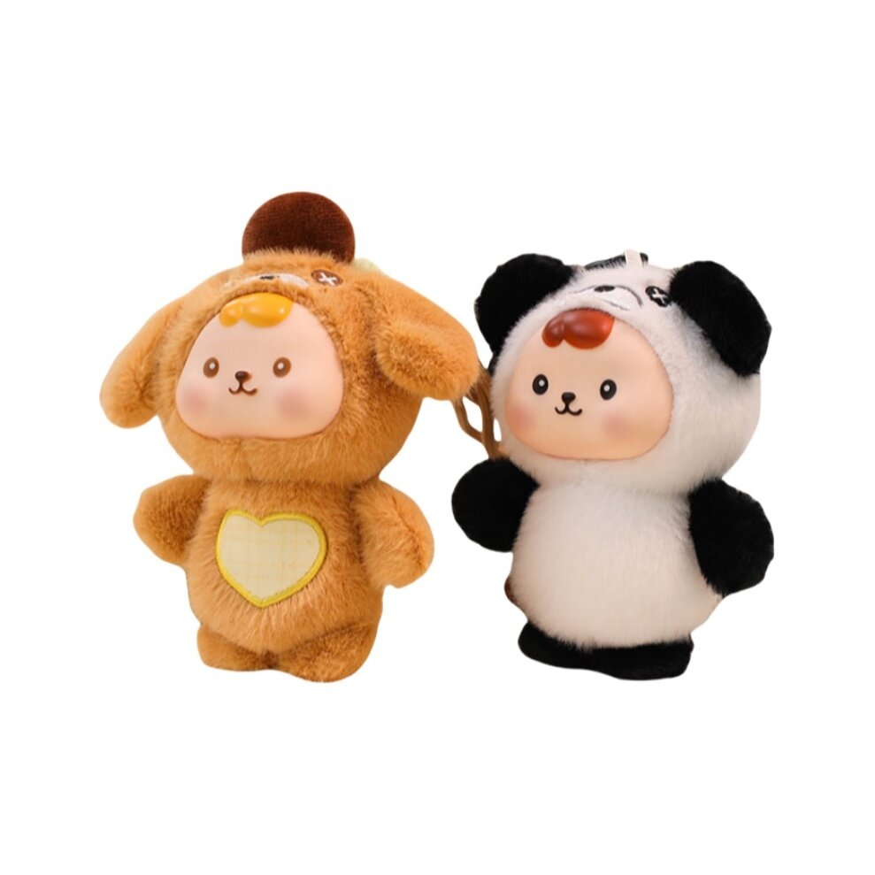 Плюшевые брелоки унисекс KUKADI Милые виниловые куклы-кролики, 16CM EU, Wealth Black White+Lucky Brown Puppy
