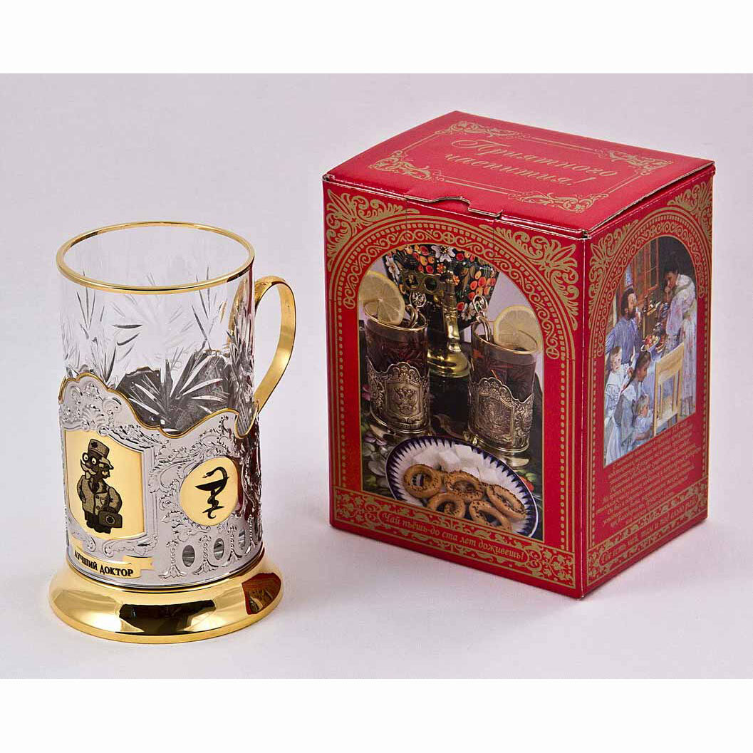 Подстаканник "Лучший доктор" в/з карт. коробка, хруст. стакан, гравировка в 4-х местах ПД-298/1К