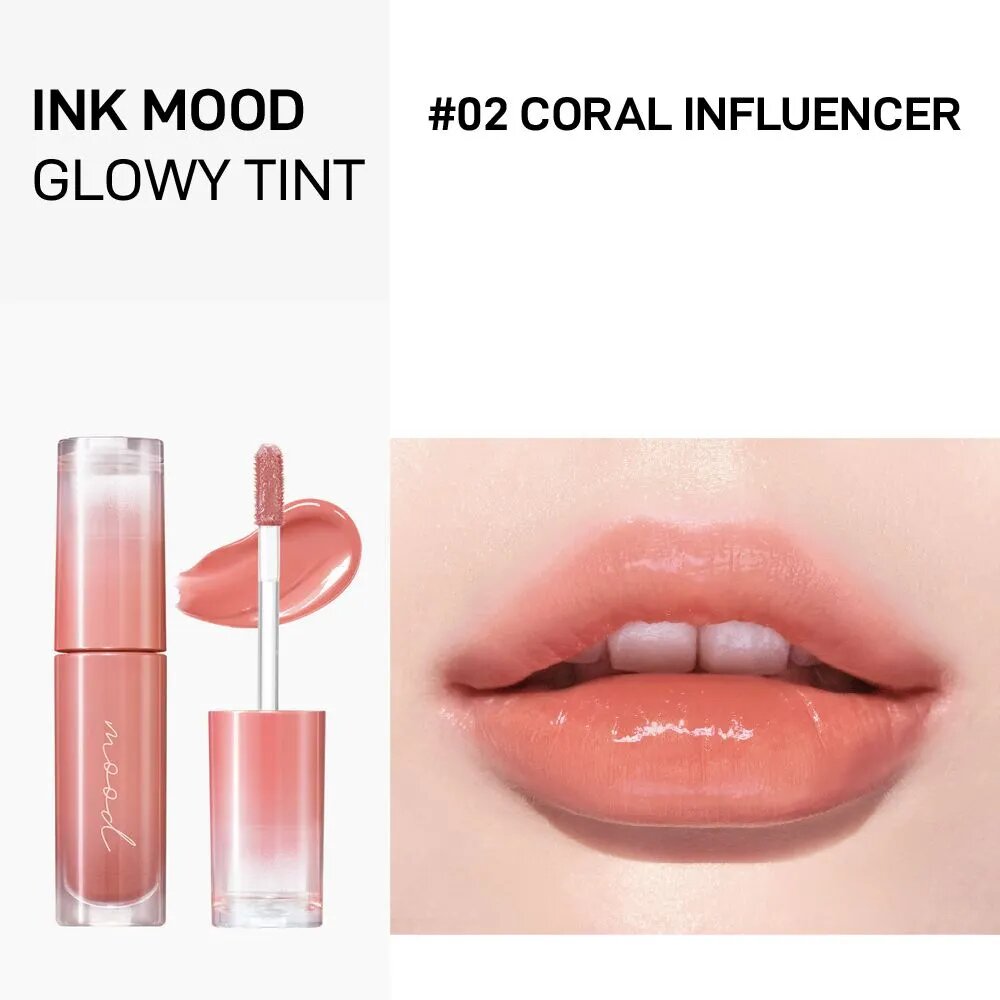 PERIPERA Тинт для губ Ink Mood Glowy Tint ( 02 Coral Influencer ) помада для губ, Уход за губами, Корейская косметика
