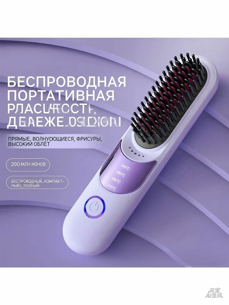 Выпрямитель для волос беспроводной JN - 108, 4 температурных режима, 2000mAh, легкий (219г), 205мм, фиолет/розовый