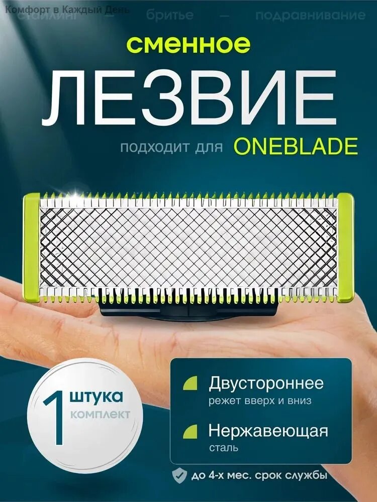 Сменное лезвие для Philips OneBlade Pro QP210 QP220 QP230 QP2520 QP2530 QP2527 QP2533 QP2620, насадка для триммера 1шт