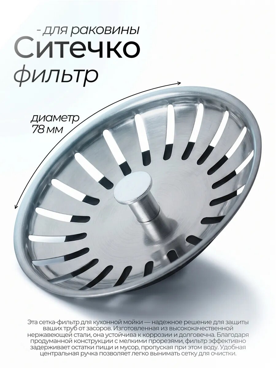 Сеточка сменная ZEIN engr, для кухонной мойки 3 1/2", нержавеющая сталь