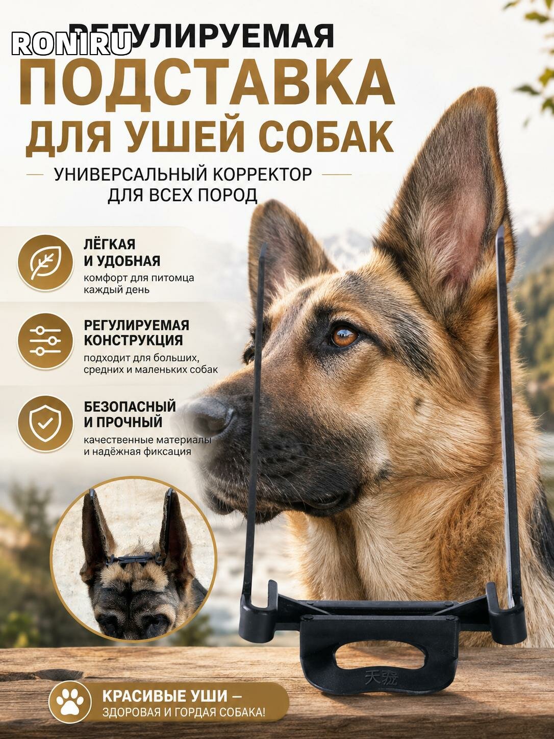 Регулируемая подставка для ушей собак — универсальный корректор для больших, средних и маленьких питомцев для ухода