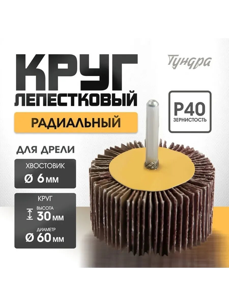 Круг лепестковый тундра для шлифовки 60х30 мм