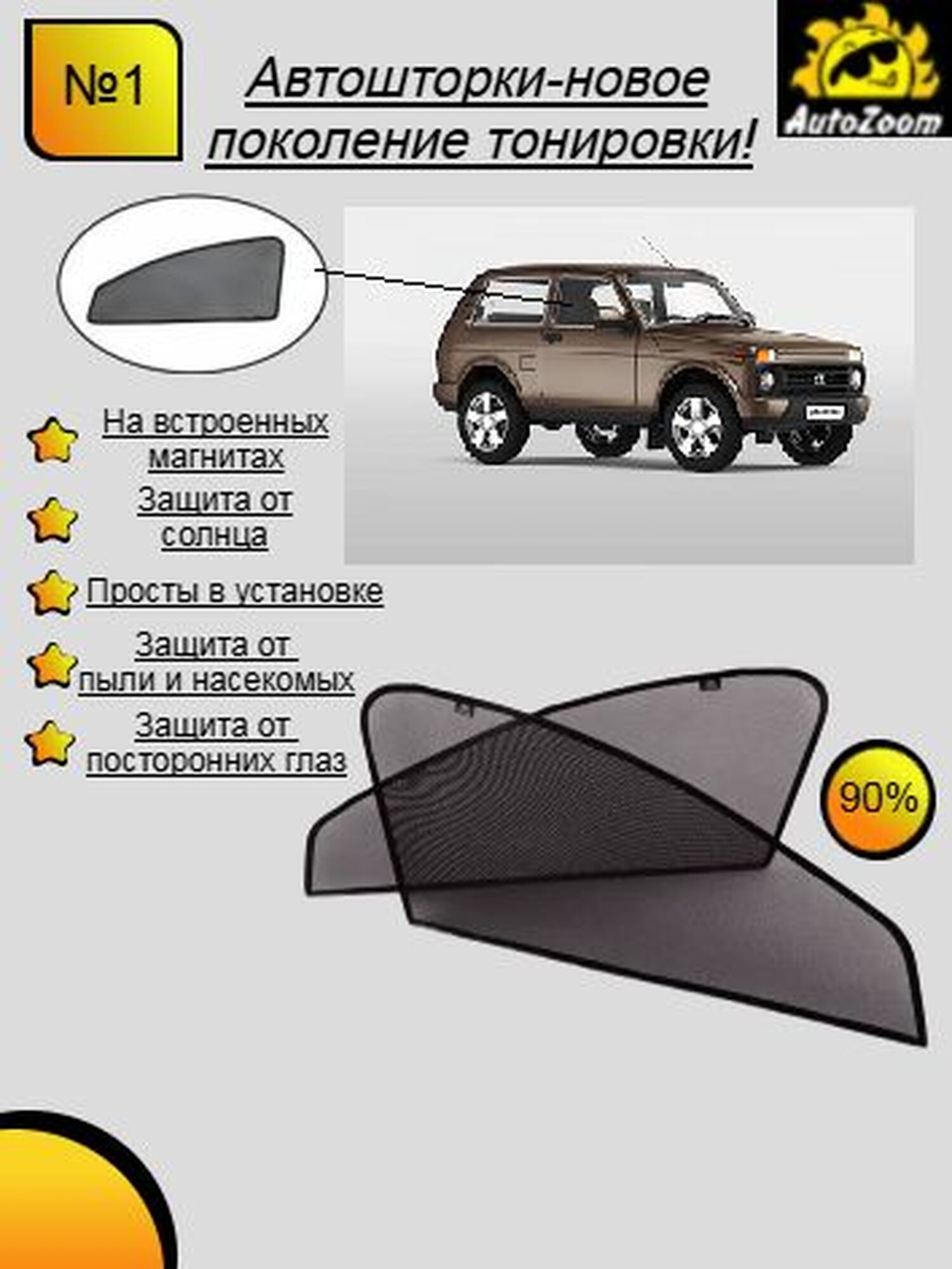 Автошторки магнитные для LADA (ВАЗ) Niva Urban (4x4) (Нива Урбан) внедорожник 5 дв на передние двери 2 шт
