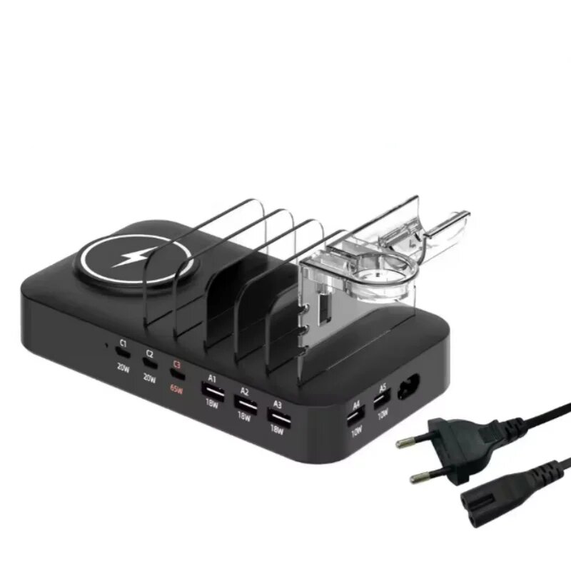 Беспроводная Зарядная Станция С 5 USB-портами + 3 Портами Type-C EU, white