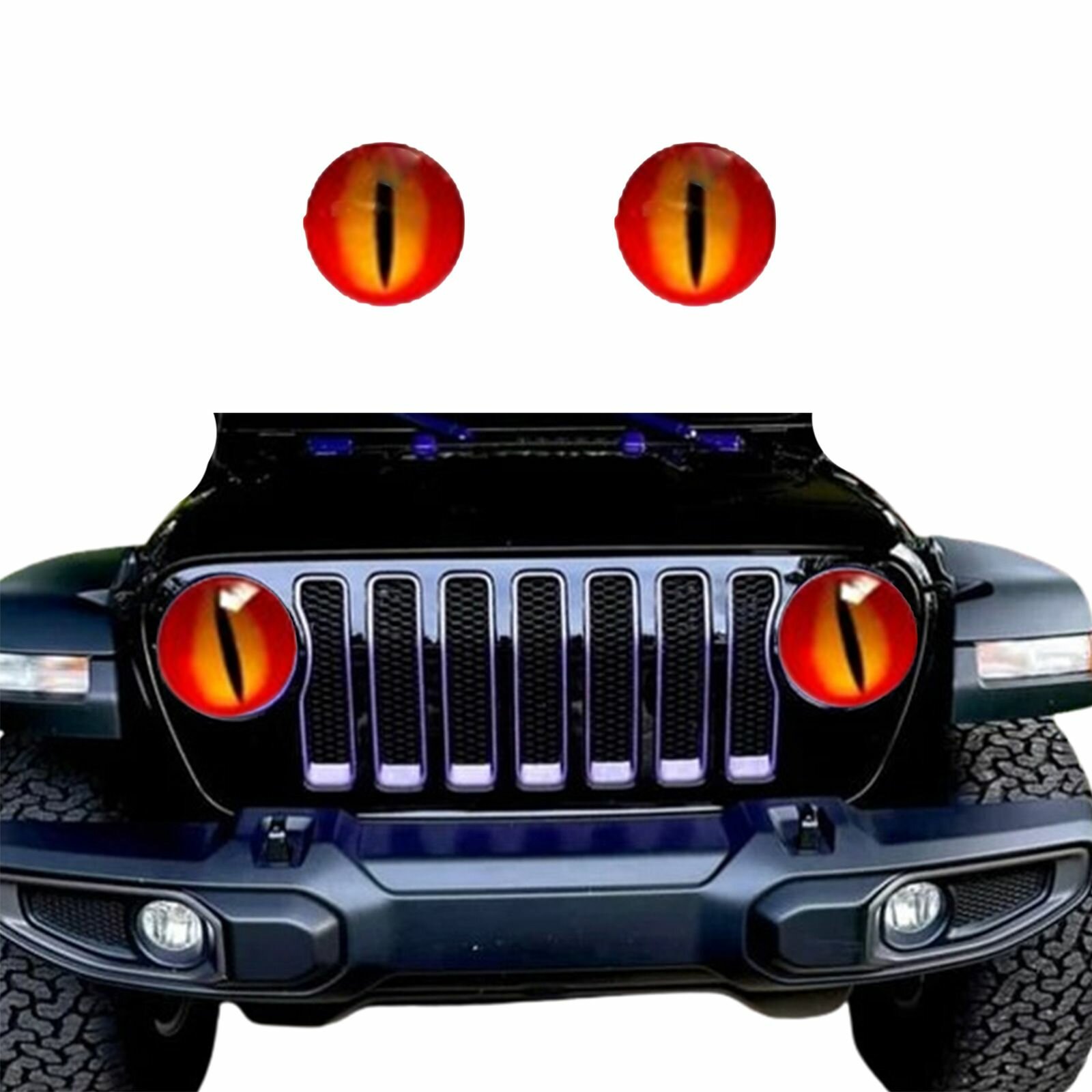 Наклейки Глаза хищника на круглые фары Jeep Wrangler, перфорированный винил, водостойкий тюнинг для внедорожника