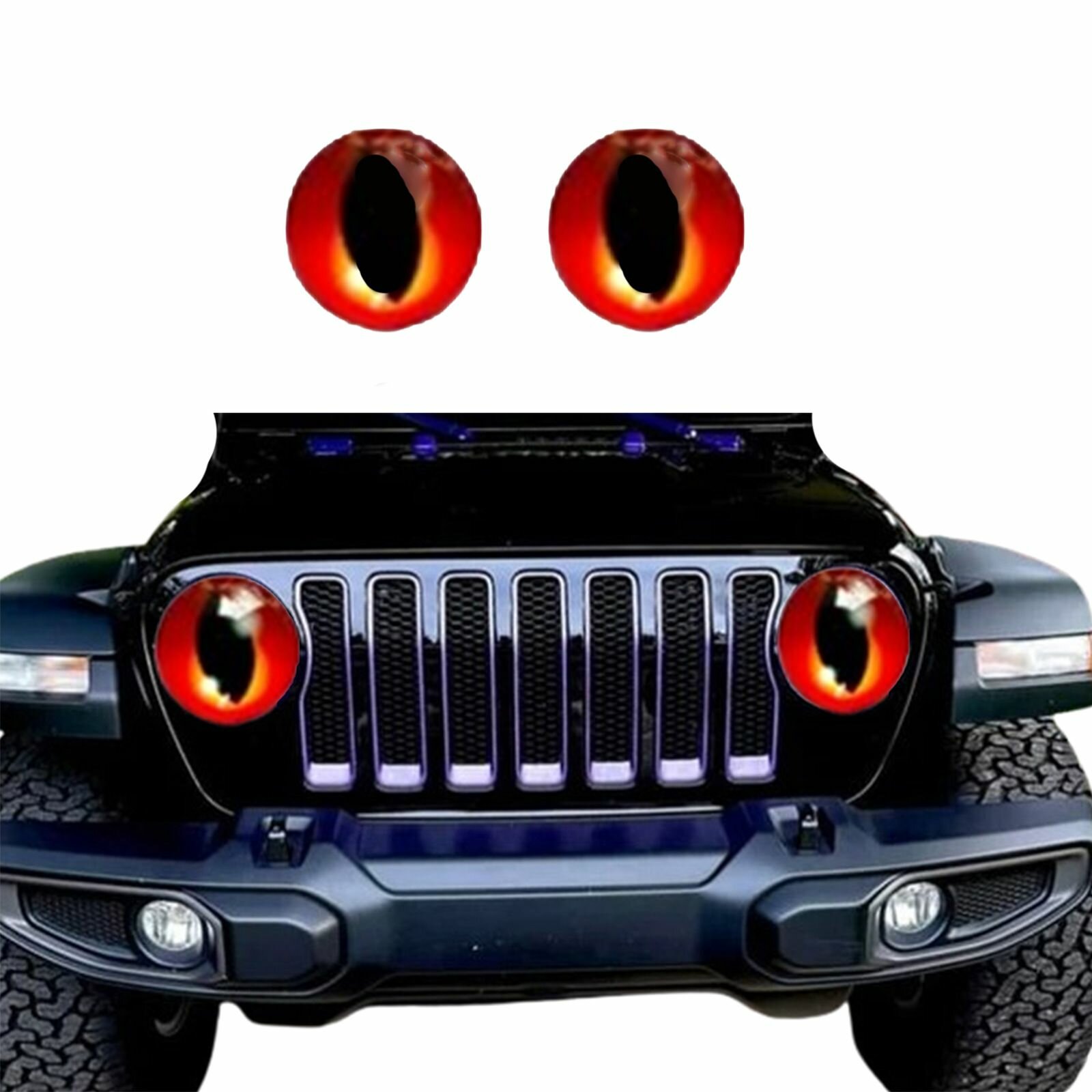 Наклейки Глаза хищника на круглые фары Jeep Wrangler, перфорированный винил, водостойкий тюнинг для внедорожника