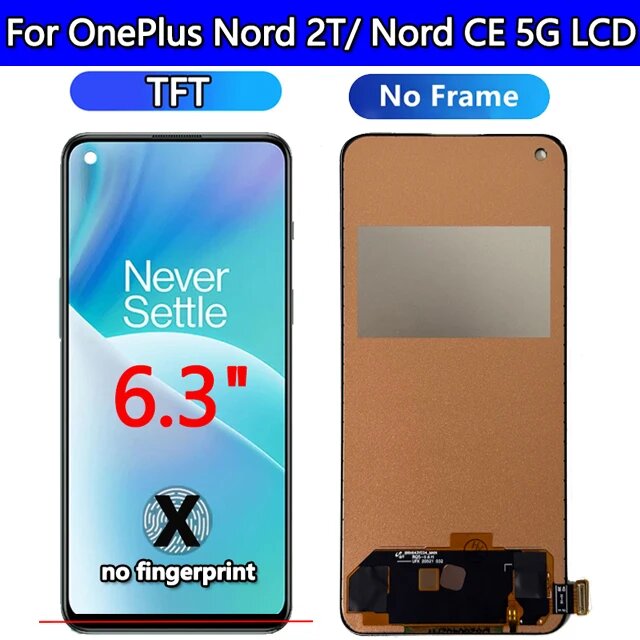 AMOLED-дисплей Для OnePlus Nord 2T, ЖК-экран С Сенсорным Дигитайзером Для OnePlus Nord TFT No Frame