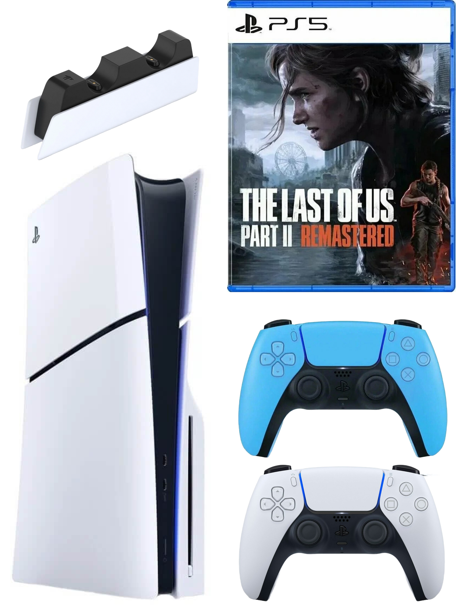 Игровая приставка Sony PS 5 Slim, 1ТБ(с дисководом) +2 геймпад + Зарядная станция+The Last Of Us 2 (подробности в чате)