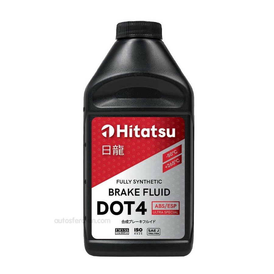 HITATSU BFH105 Жидкость тормозная DOT4 ABS/ESP/ASR/DSR, FMVSS 116, SAE J1703, SAEJ1704 (-50/+265), 455г.