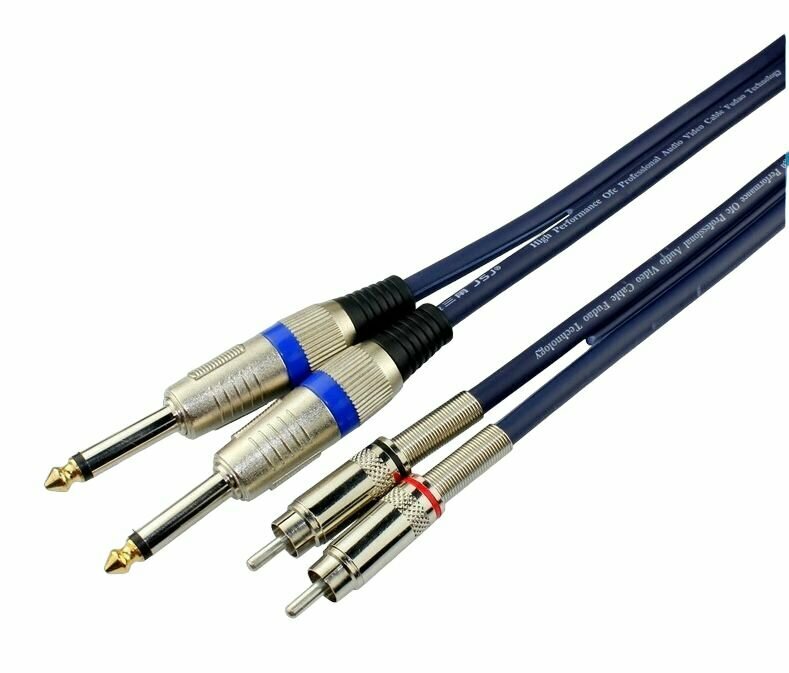 Аудиокабель RCA/6.3 мм, 0.5 м, красный