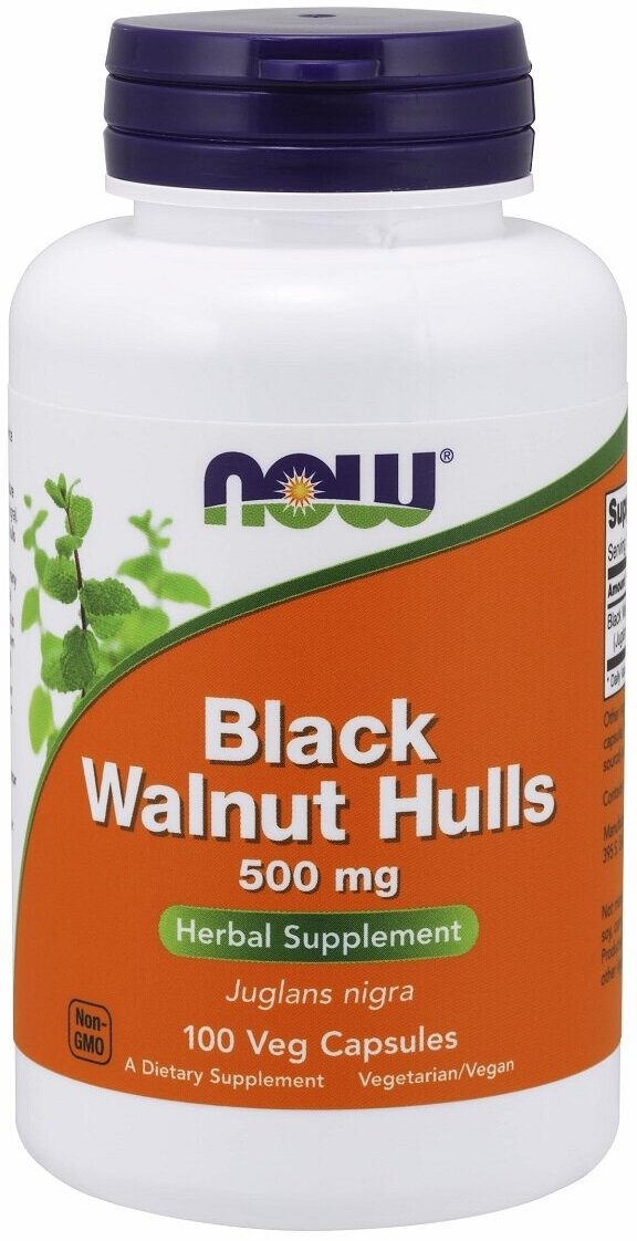 NOW Черный орех 605мг 100капс (BLACK WALNUT HULLS 500MG 100 VCAPS)