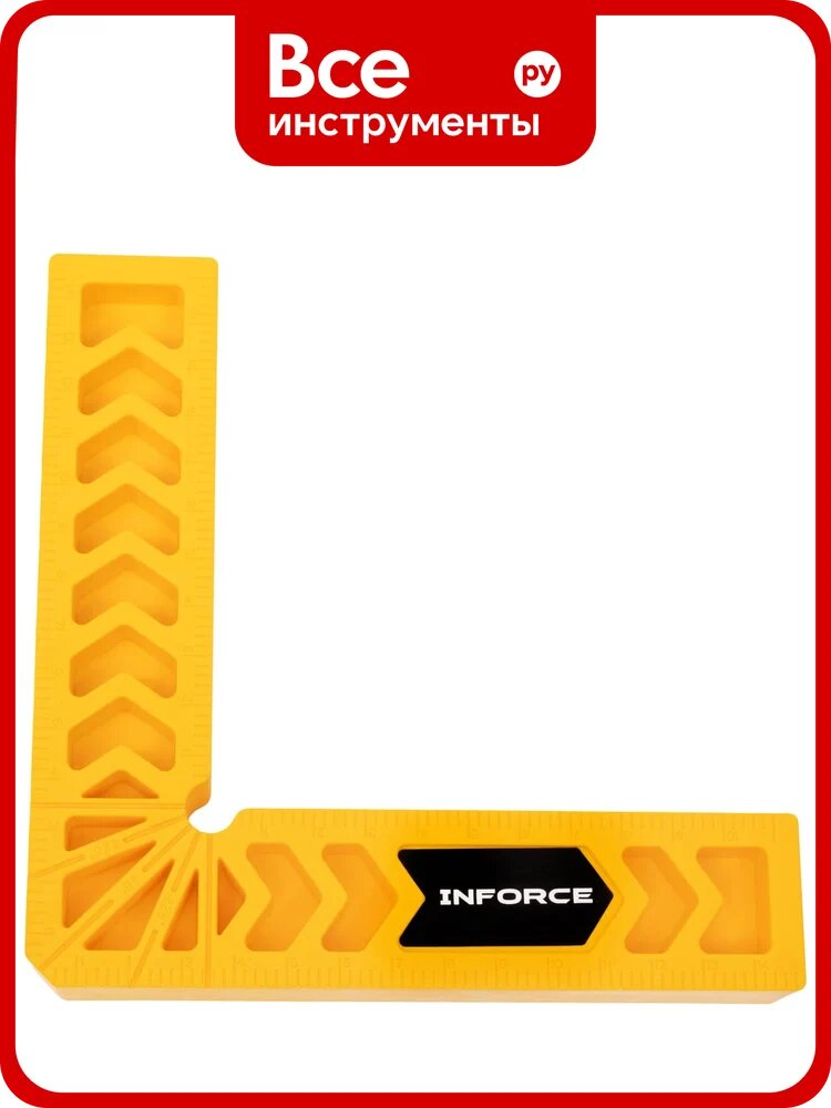Прижимной угольник Inforce из полимера, столярный профессиональный, ABS пластик, двусторонняя метрическая шкала