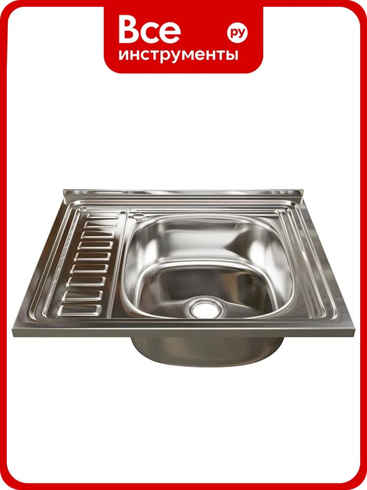 Мойка из нержавеющей стали Mixline 50x60 см с крылом слева, глубина 16 см, 1 чаша, правый выпуск 1 1/2 дюйма,