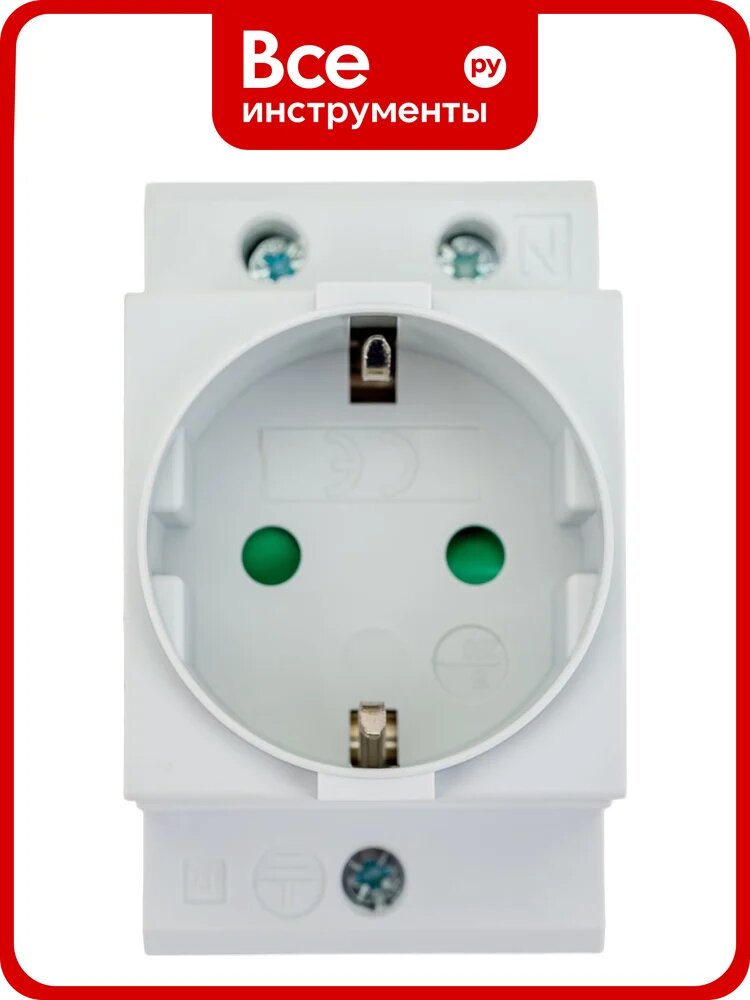 Розетка на DIN-рейку ЭРА PRO MRD1016E с заземлением, белый корпус, защита IP20, для 220‑В сетей промышленного применения