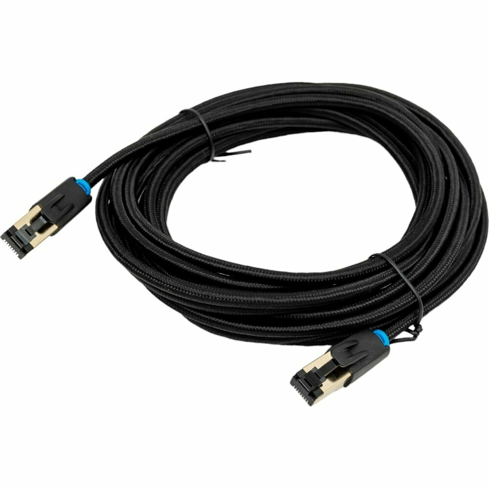 Прямой патч-корд VENTION SFTP cat.8 RJ45 - 5м. Черный Тканевая оплетка IKGBJ — фото 1