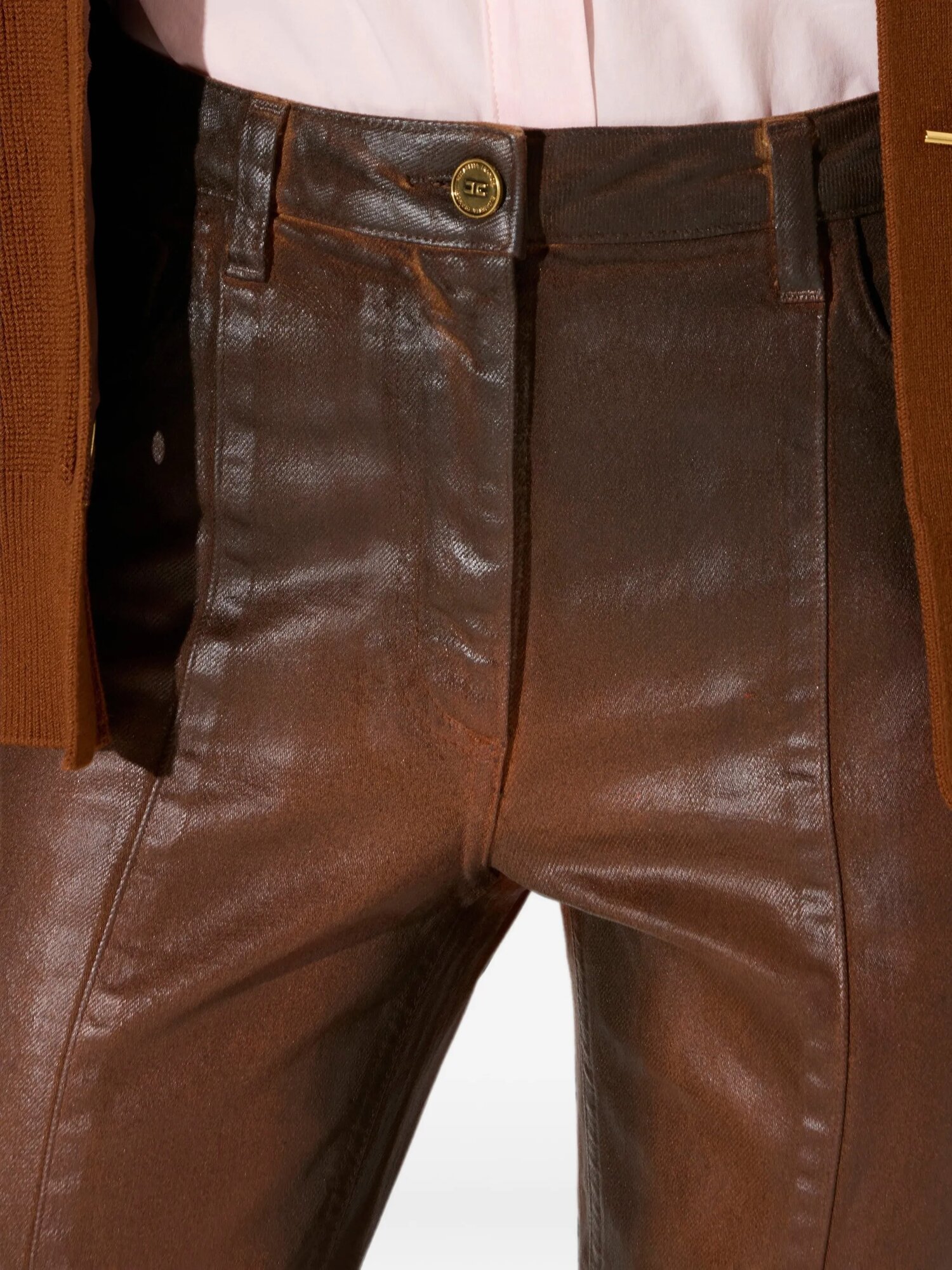 Джинсы Elisabetta Franchi Cigarette jeans with laminated effect, размер 25 — фото 1