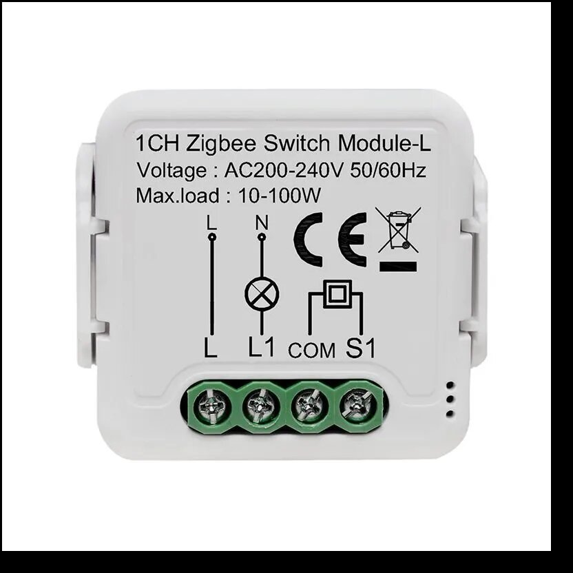 Умный выключатель 1CH Zigbee Switch Module-L, 10-100 Вт, AC200-240V, белый