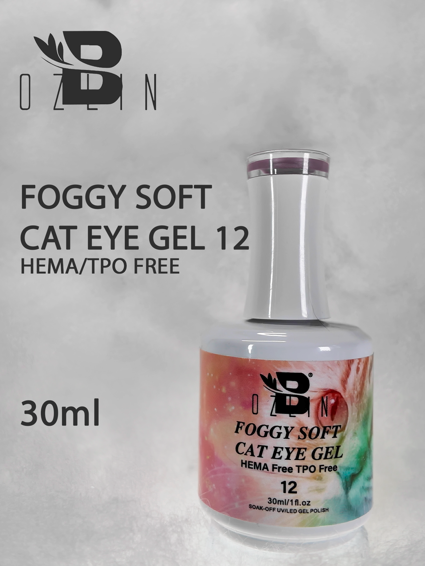 Гель-лак "FOGGY SOFT CAT EYE №12", для маникюра, кошачий глаз, 30мл BOZLIN