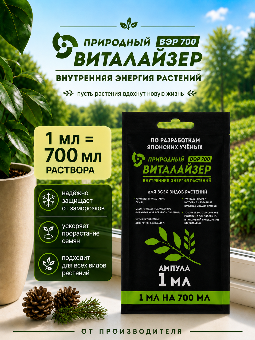 «Виталайзер» - природный стимулятор роста и развития растений 1мл