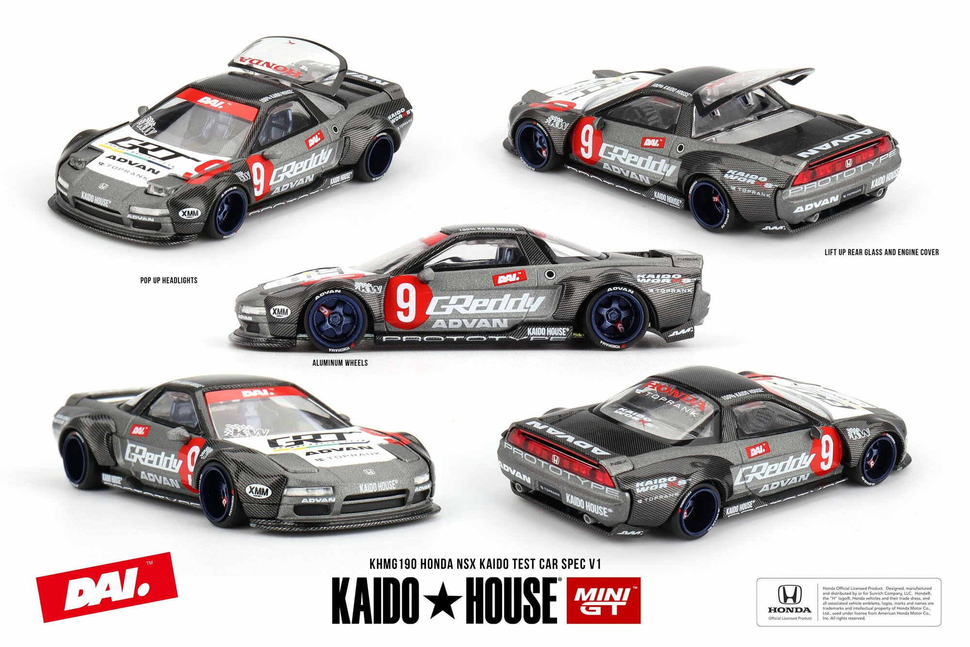 Коллекционная машинка Kaido House x MINI GT 1:64 Honda NSX Kaido Test Car Spec V1 China Edition
