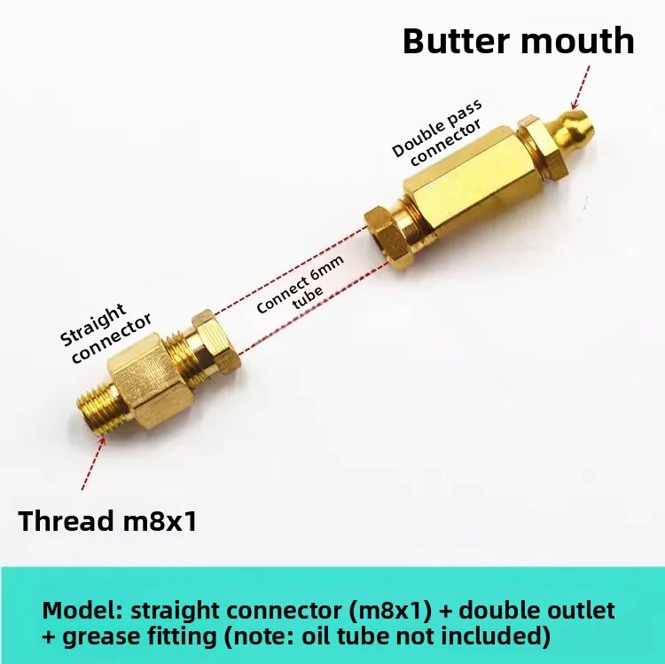Латунный удлинитель для смазки M8x1, с двойным выходом