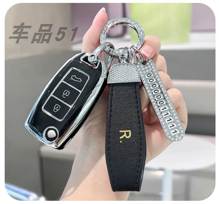 Черный чехол для ключа с R-ремнем и биркой для ключа для моделей Toyota Vios, Corolla Axio и Yaris