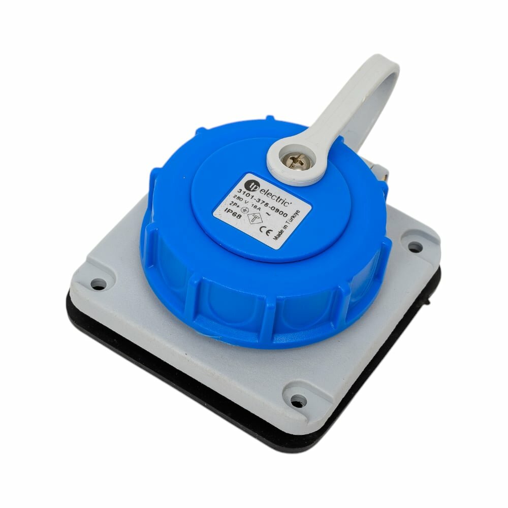 Кабельная встраиваемая панельная розетка TP Electric (60x60) синий 16a/240в/2p+e/ip68 3101-375-0900