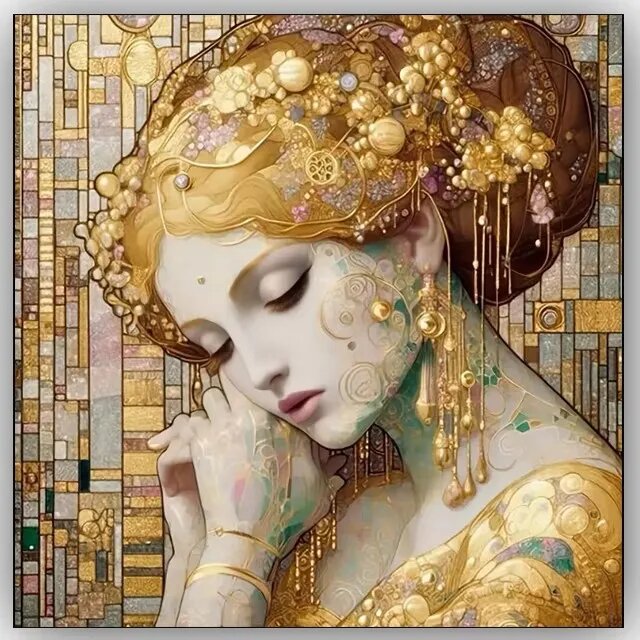 Алмазная картина Gustav Klimt Оранжевый Round 40X40cm, EMG8399