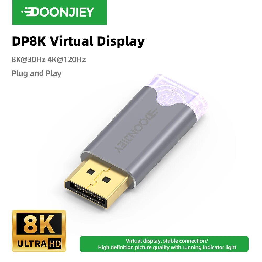 Эмулятор DisplayPort DOONJIEY 4K для виртуального дисплея 8K