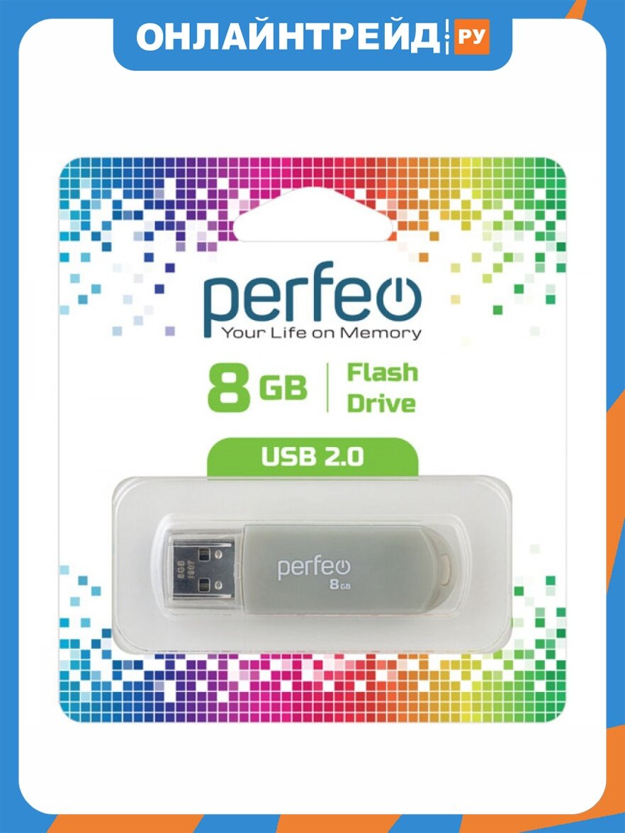 Флеш накопитель Perfeo 8GB C03 Grey USB 2.0