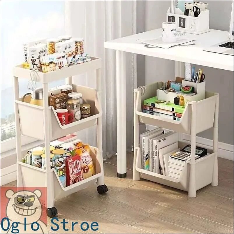 Комод из ABS пластика, 5 ярусов, на колёсах, 30х20х109 см, слоновая кость, Китай — фото 1