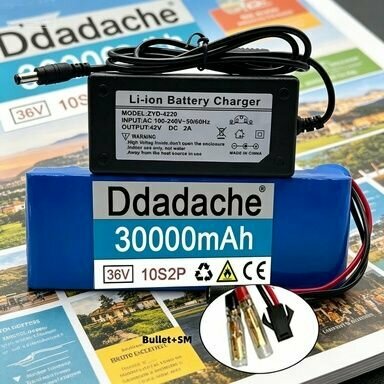 36V 30000mAh 18650 аккумуляторный литий-ионный . аккумулятор 10S2P + зарядное устройство может быть использовано для велосипедов скутера 18650 аккумулятор