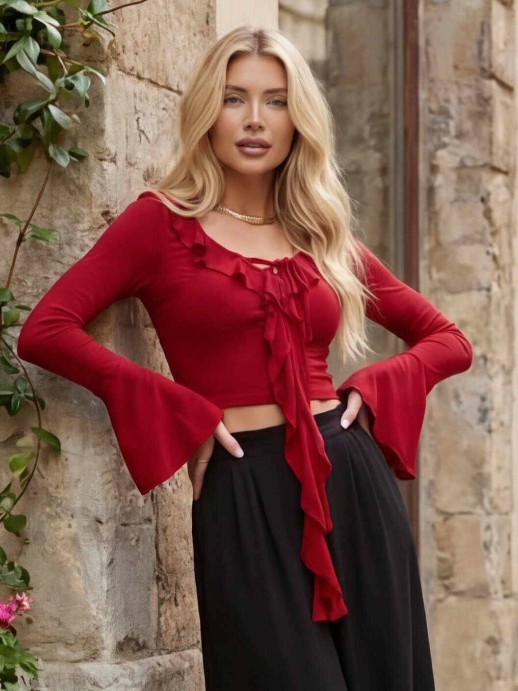 Топ Mimi Pajamas Bloom Top, 1 шт., размер M, бордовый