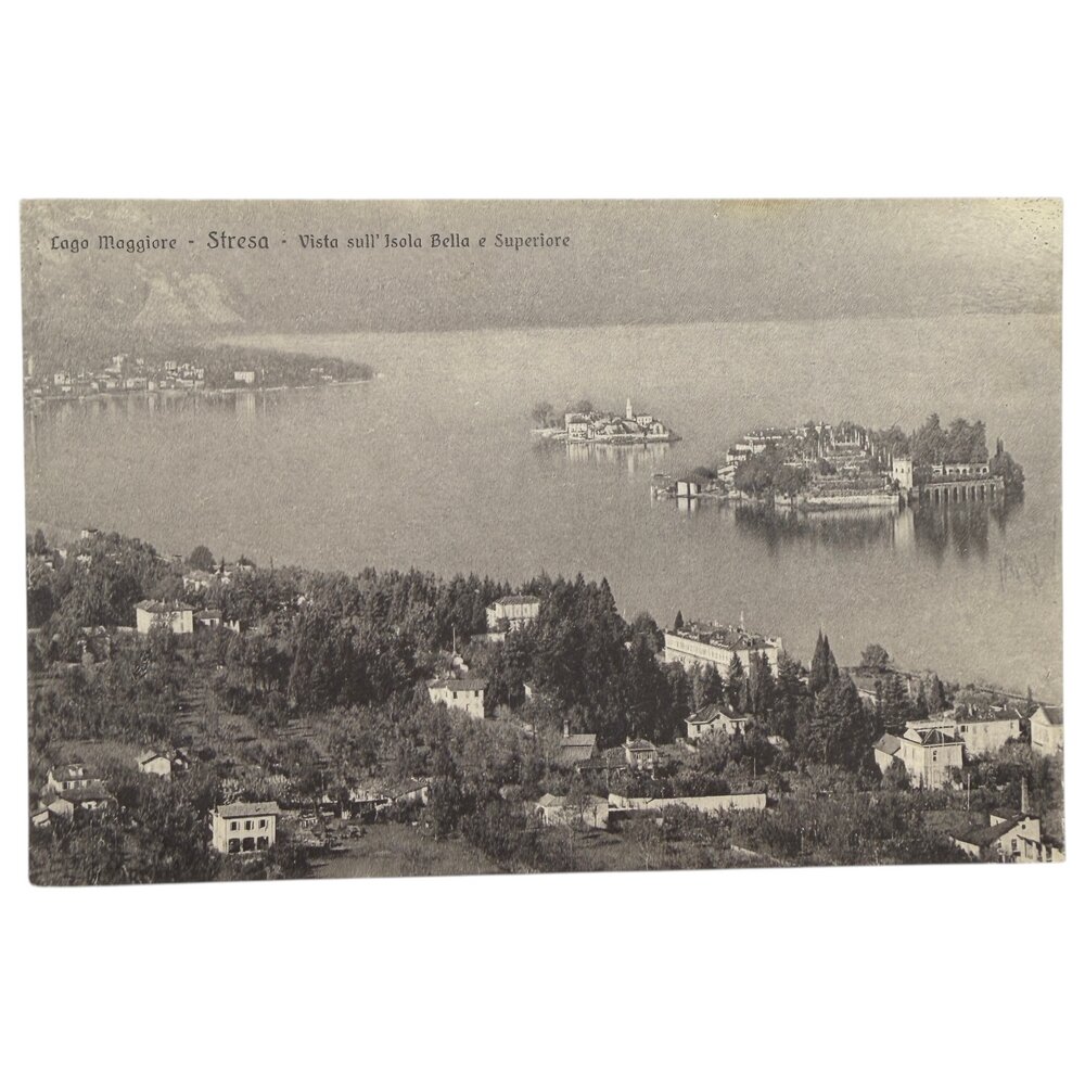 Почтовая открытка "Озеро Маджоре – Стреза – вид на остров Белла и Верхний" 1900-1910 гг. Италия
