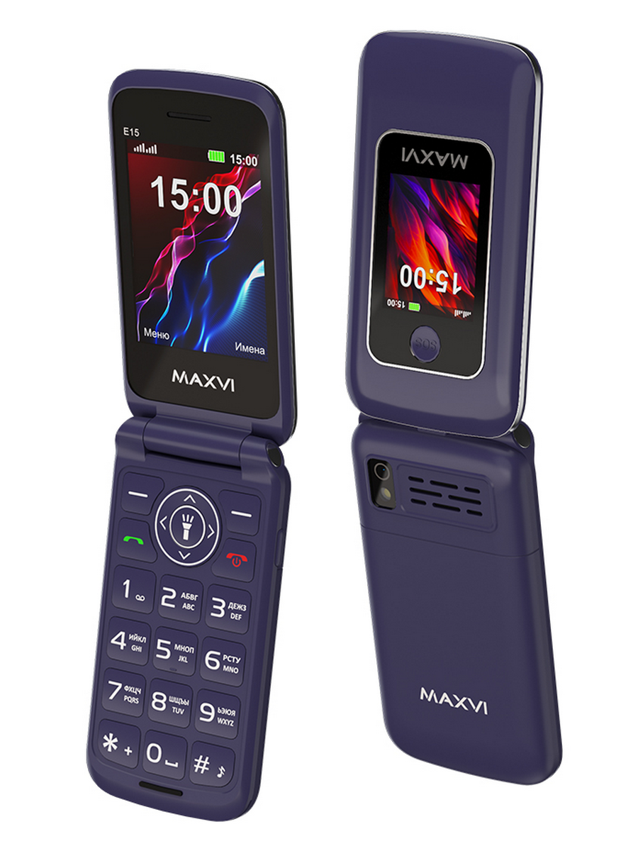 Мобильный телефон Maxvi E15 Фиолетовый 2 sim 2.8″ 2G 1450 mAh