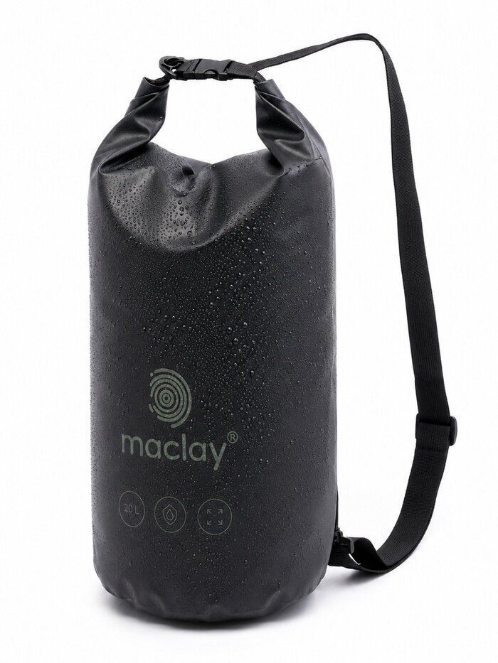 Гермомешок туристический maclay, 20 л, с лямкой, чёрный