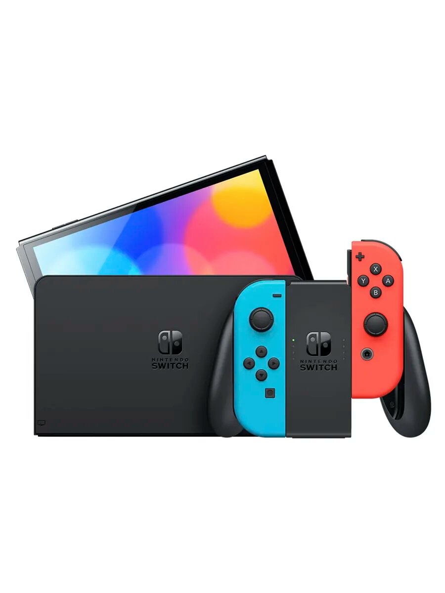 Игровая приставка Nintendo Switch OLED 64 ГБ, неоновый синий/неоновый красный