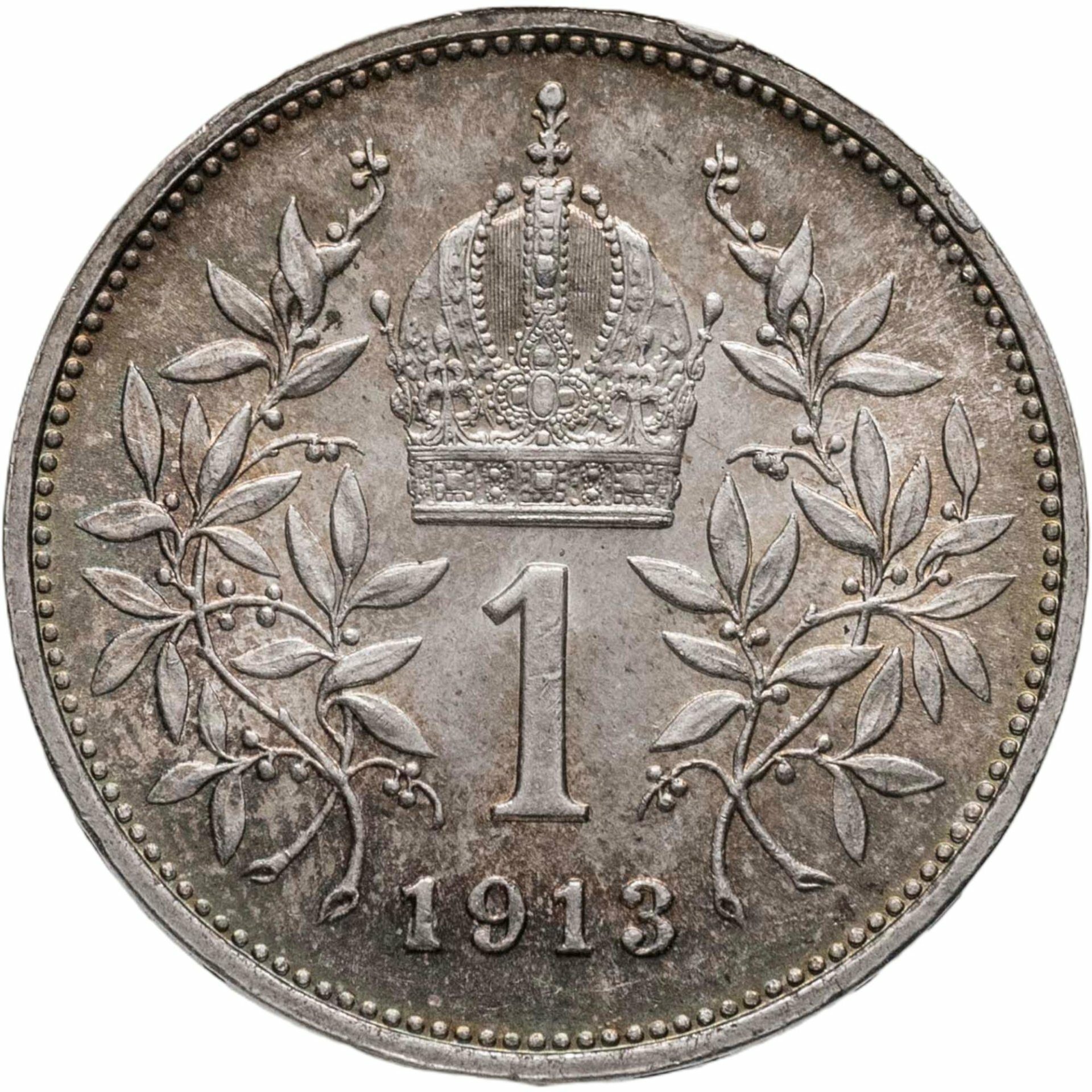 Австрия 1 крона crown 1913, Серебро 835, в сохранности UNC