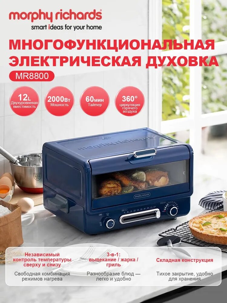 Morphy Richards Мини-печь MR8800*, светло-синий