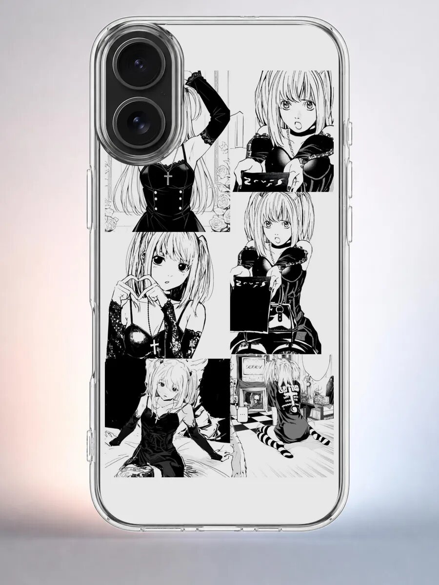 Чехол iPhone 16 коллаж аниме силиконовый прозрачный