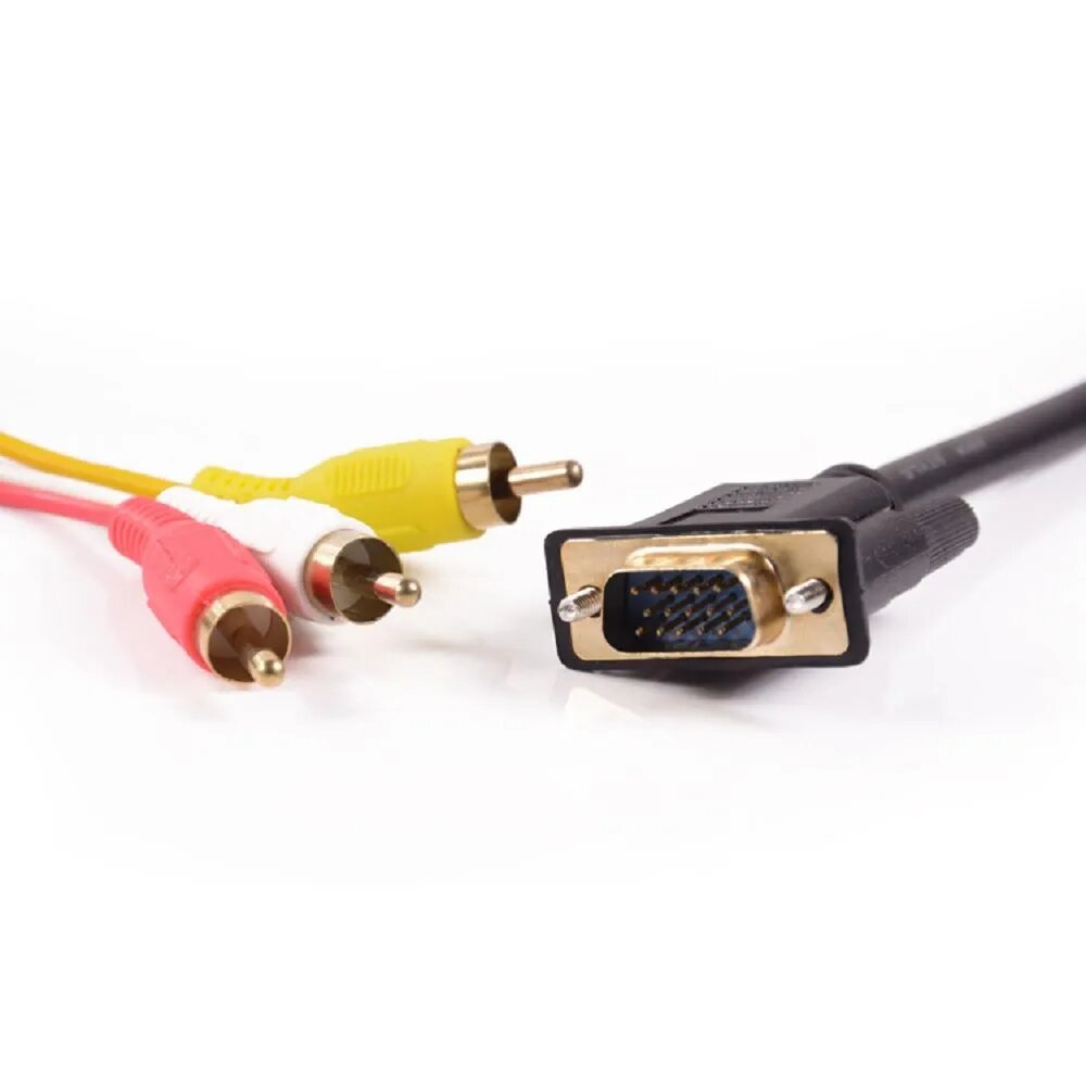 Vga-Кабель С 3 Разъемами Rca (Тюльпан) Для Подключения К Компонентам Видеосигнала, Преобразователь Av-Адаптера, Кабель Для Видеосигнала Пк, 5 Футов (1,5 Метра)