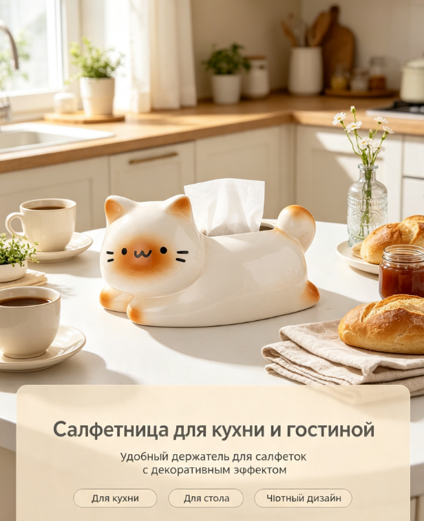 Салфетница 1 шт. керамическая салфетница для дома, кухни и гостиной, милый декор интерьера, подарок для близких