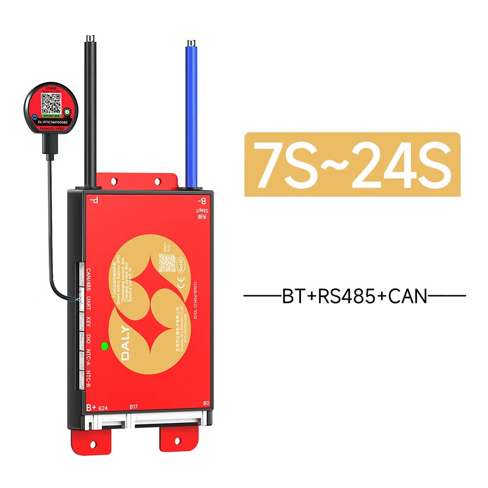 DALY Smart BMS для LiFePO4, Li-Ion, LTO 40A/60A 4S-24S с Bluetooth