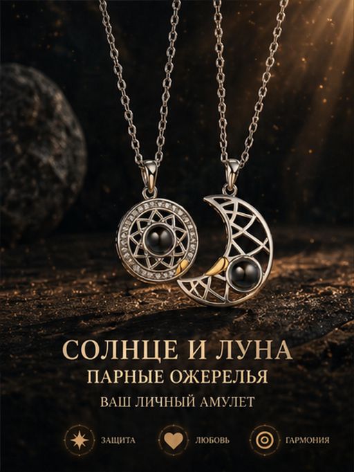 Талисман Оберег/Парные ожерелья Солнце и Луна, амулеты для двоих, защита любви парные украшения амулеты для пары символы солнца и луны
